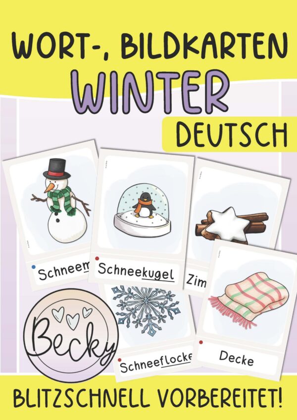 Winter (Weihnachten) Bildkarten und Wortkarten | Becky