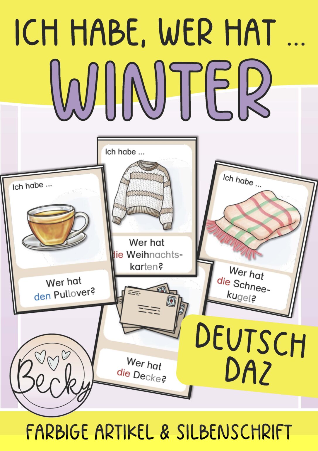 Lesespiel Ich habe, wer hat (Winter, Deutsch, DaZ) | Becky