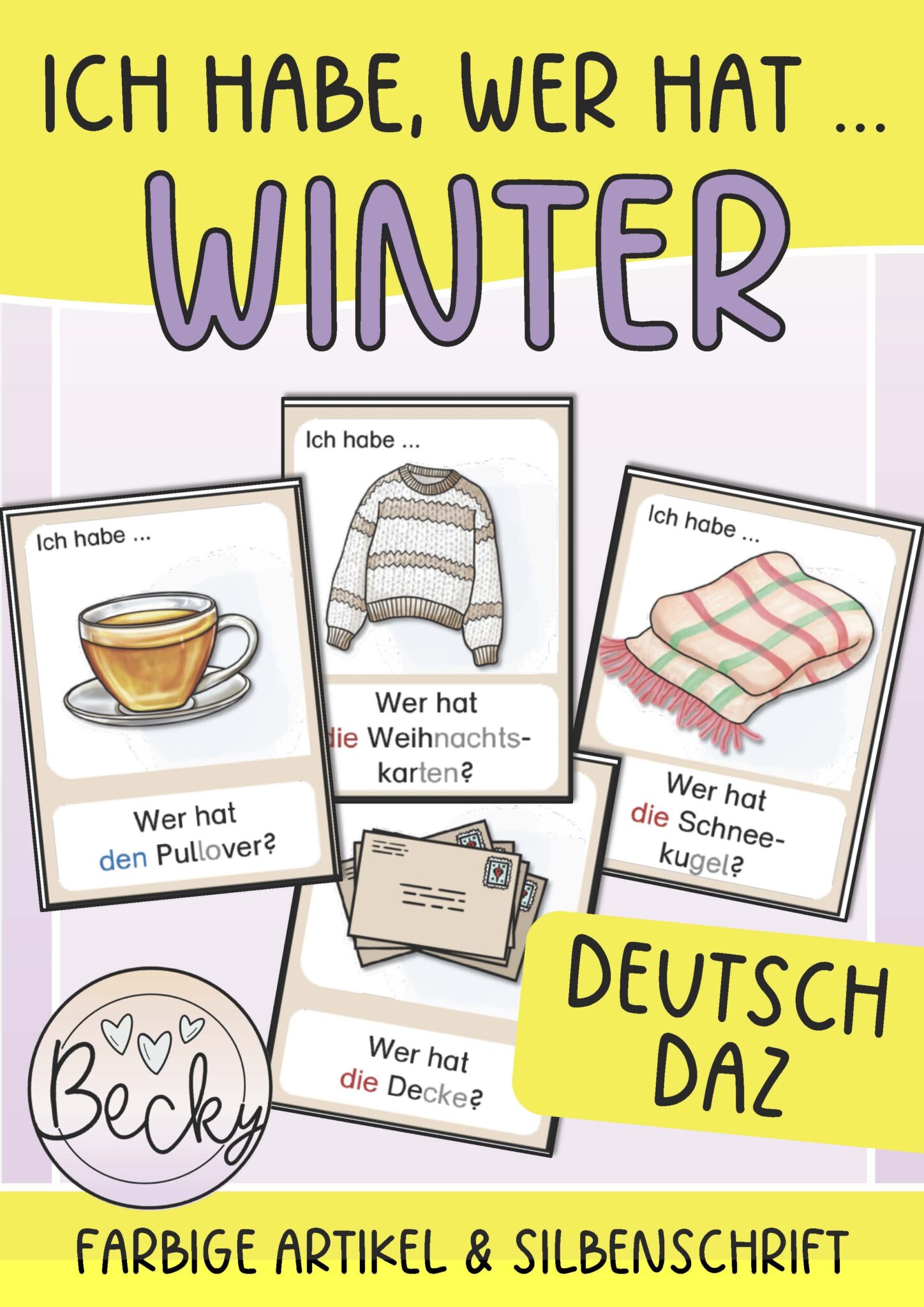 Lesespiel Ich habe, wer hat (Winter, Deutsch, DaZ) | Becky