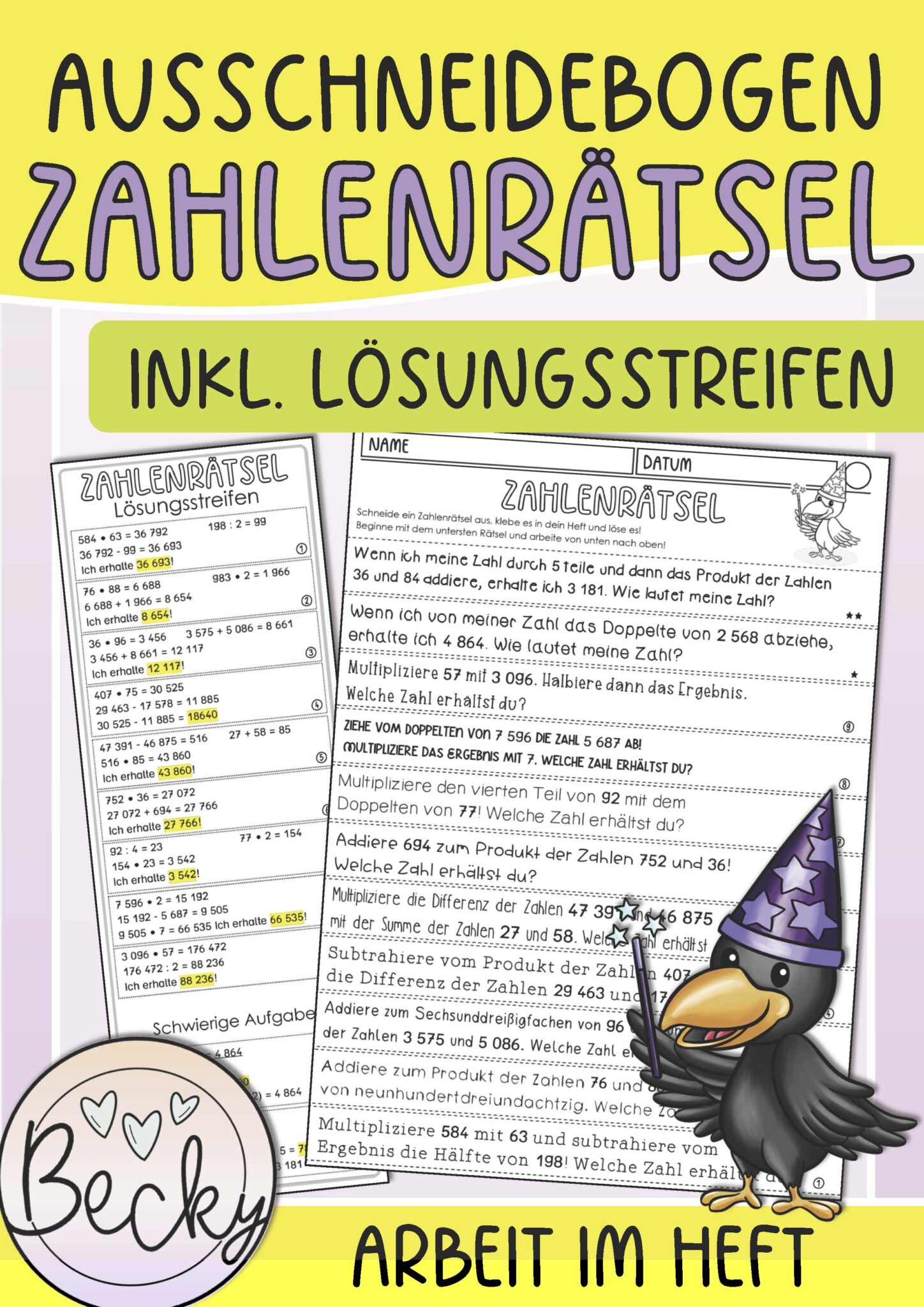 Wiederholungsheft Mathe Klasse 4 (Sommer) | Becky