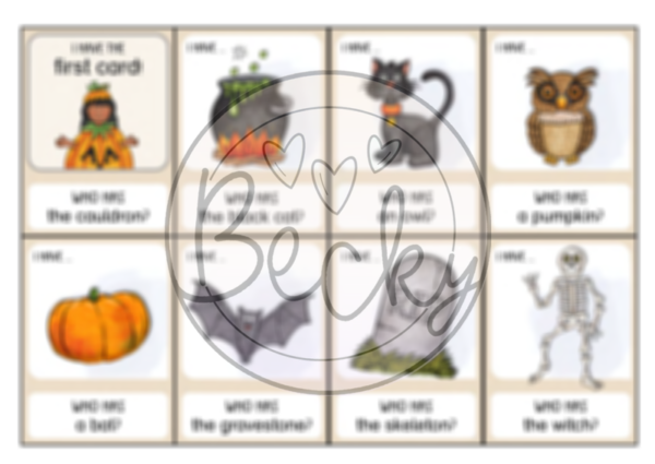 Lesespiel Halloween (I have, who has) | Becky