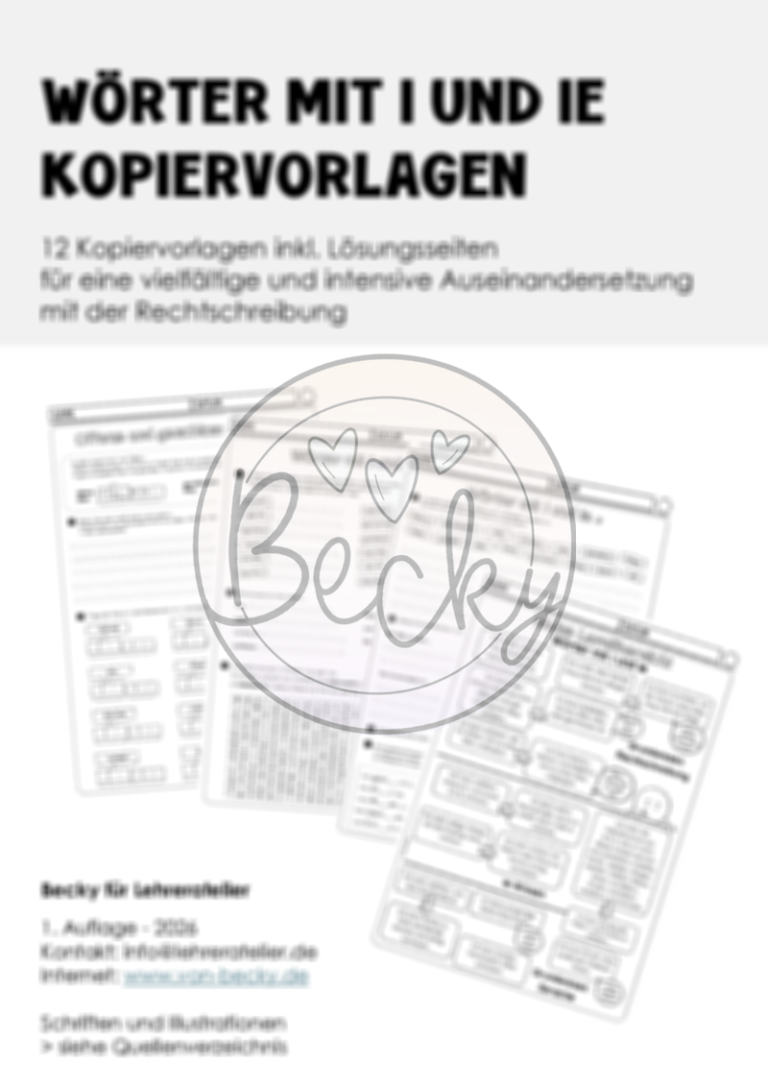Wörter mit ie und i (12 Übungsseiten inkl. Lösungen) | Becky