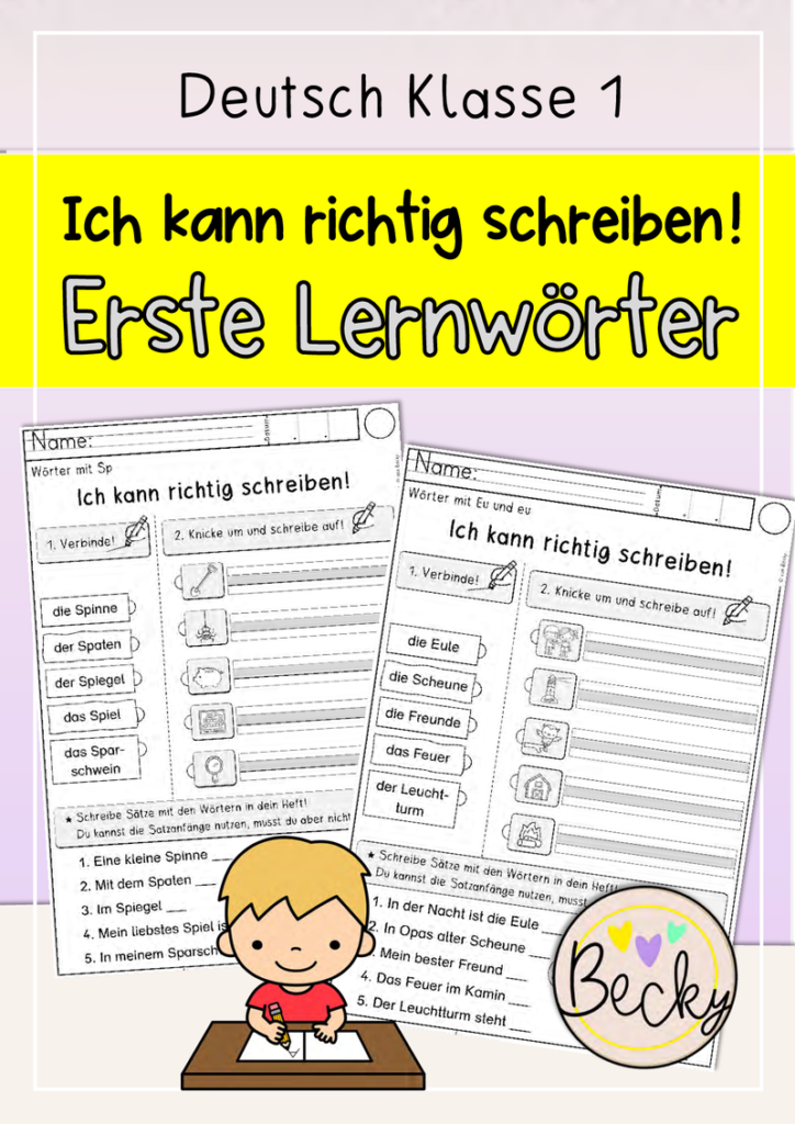 Erste Lernwörter Klasse 1 (Wochenwörter) | Becky